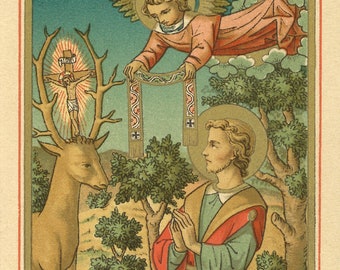 St. Hubert Holy Card, Patron of Hunters - Etsy