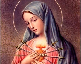 Our Lady of Sorrows Seven Dolors of Mary Religious Art Print Picture ...