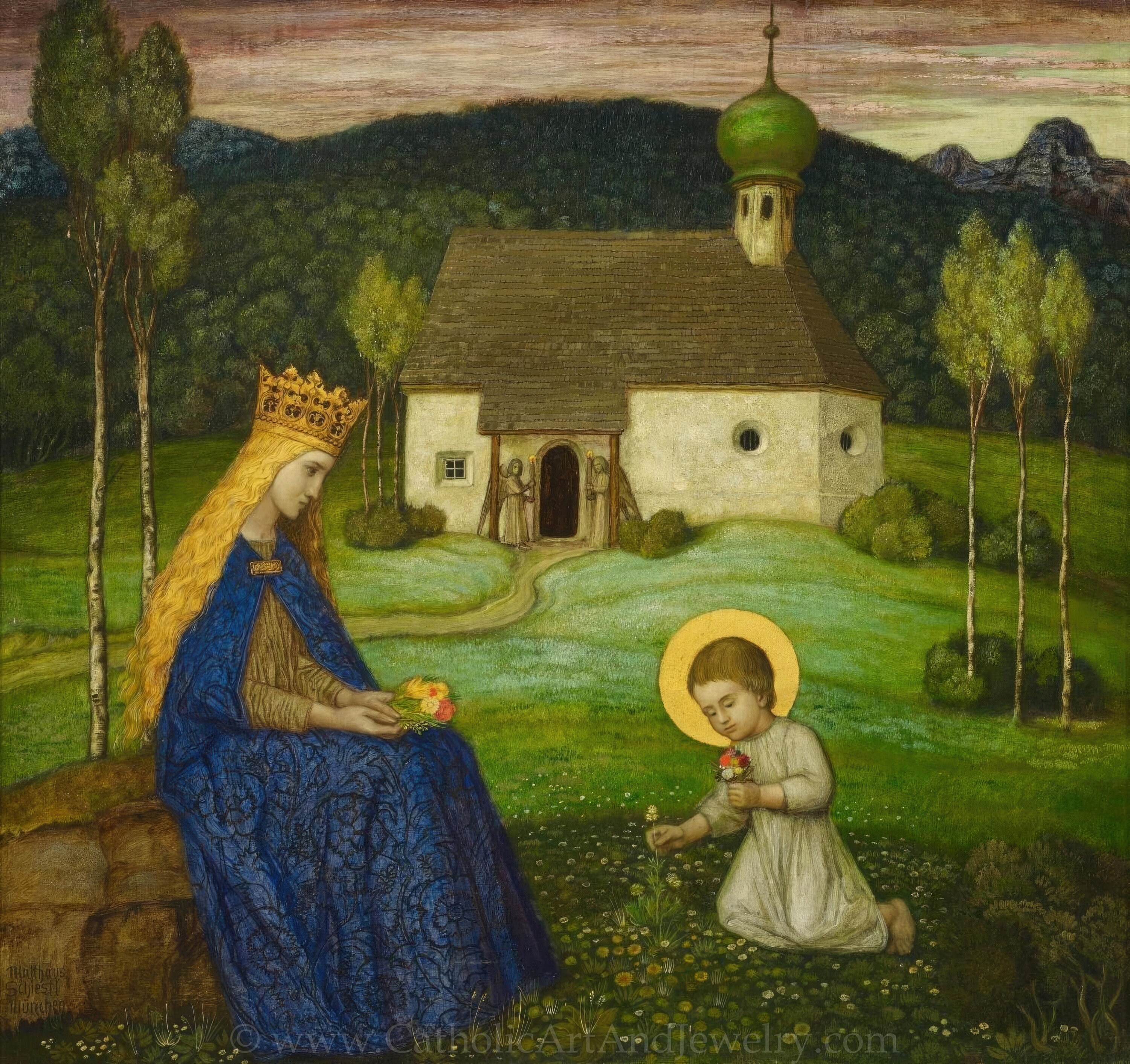 Mary With the Child Jesus at the Chapel – Matthäus Schiestl – Catholic ...