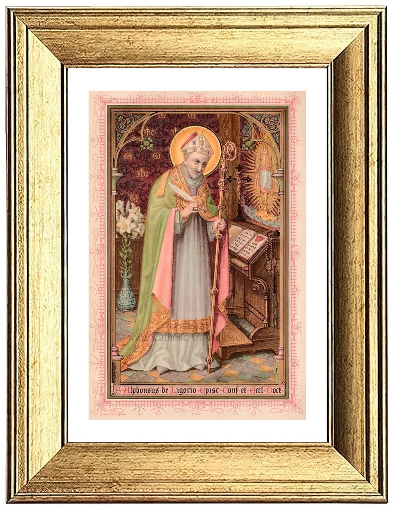 St. Alphonsus Liguori – 3 Sizes – Based on an Antique Holy Card ...