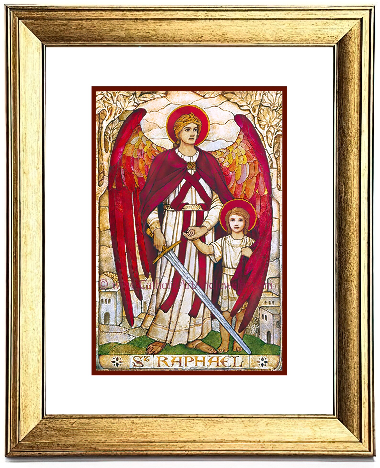 Archangel Raphael From a Vintage Stained Glass Window Art - Etsy