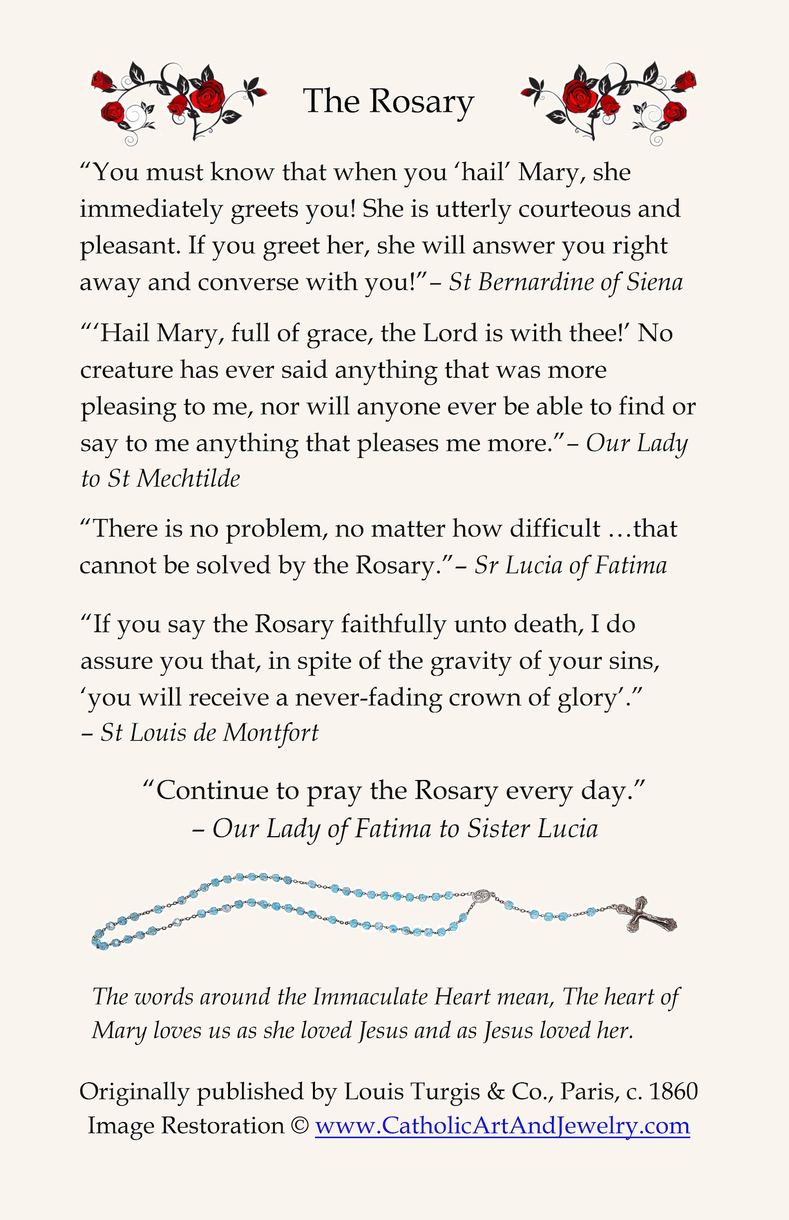 Rosary Holy Card Pack of 10/100/1000 Restored Vintage Holy - Etsy