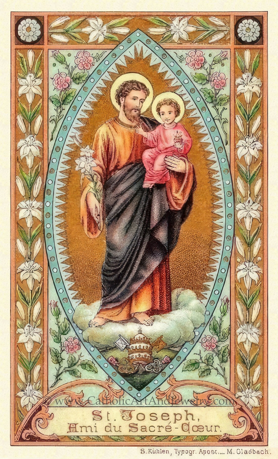 St. Joseph, Love of the Sacred Heart – Based on a Vintage Holy Card ...