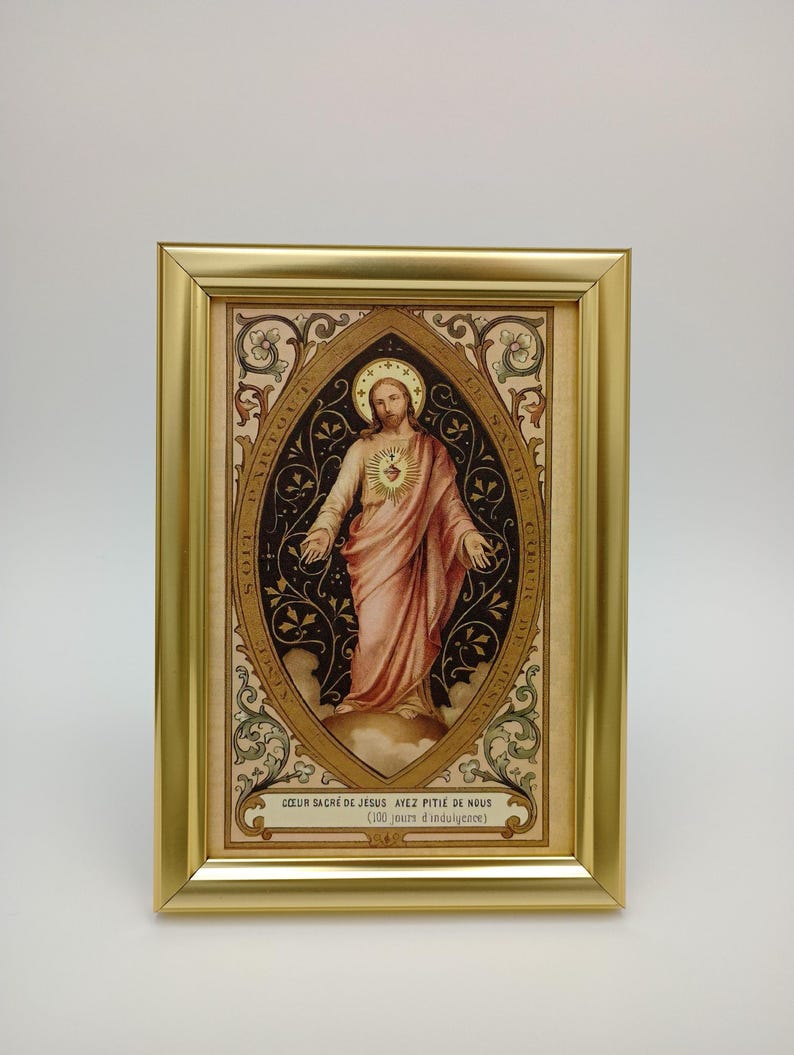 Jesus, the Sacred Heart – Framed 4x6" – Gold Style - Etsy