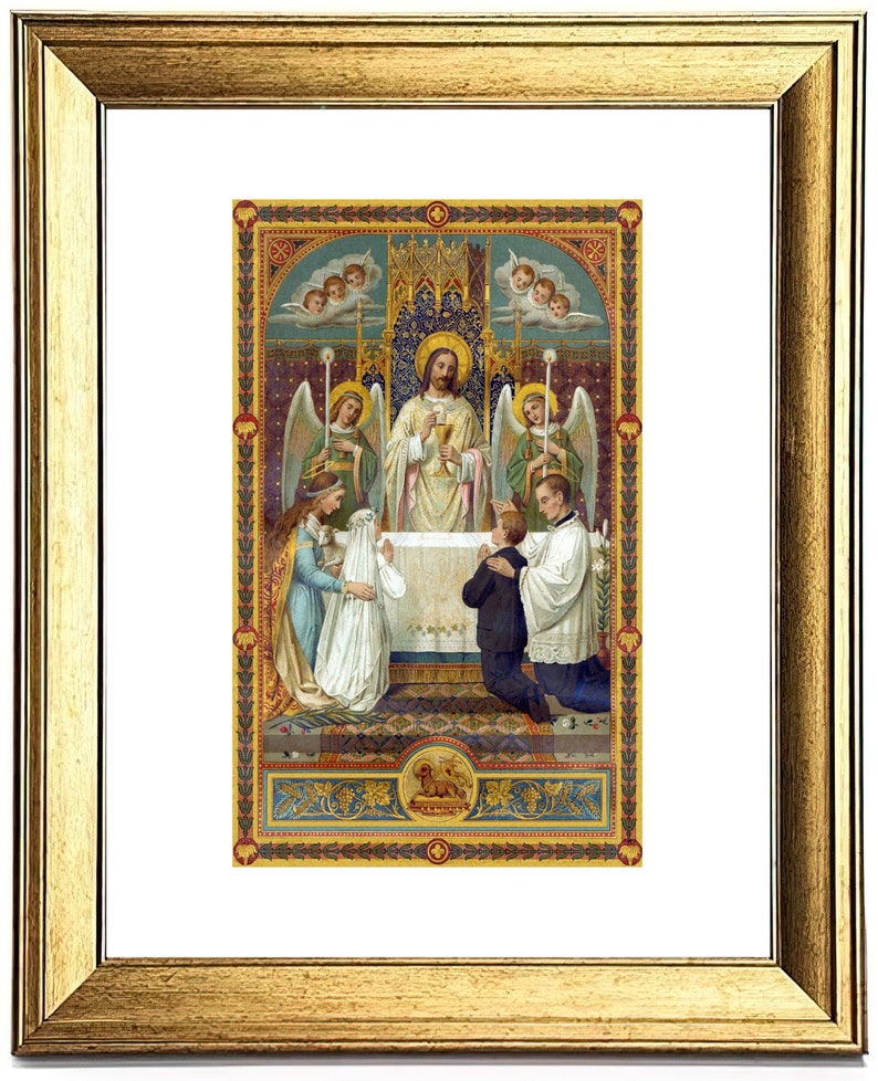 First Communion / Jesus Gives Eucharist – Based on Vintage Holy Card ...