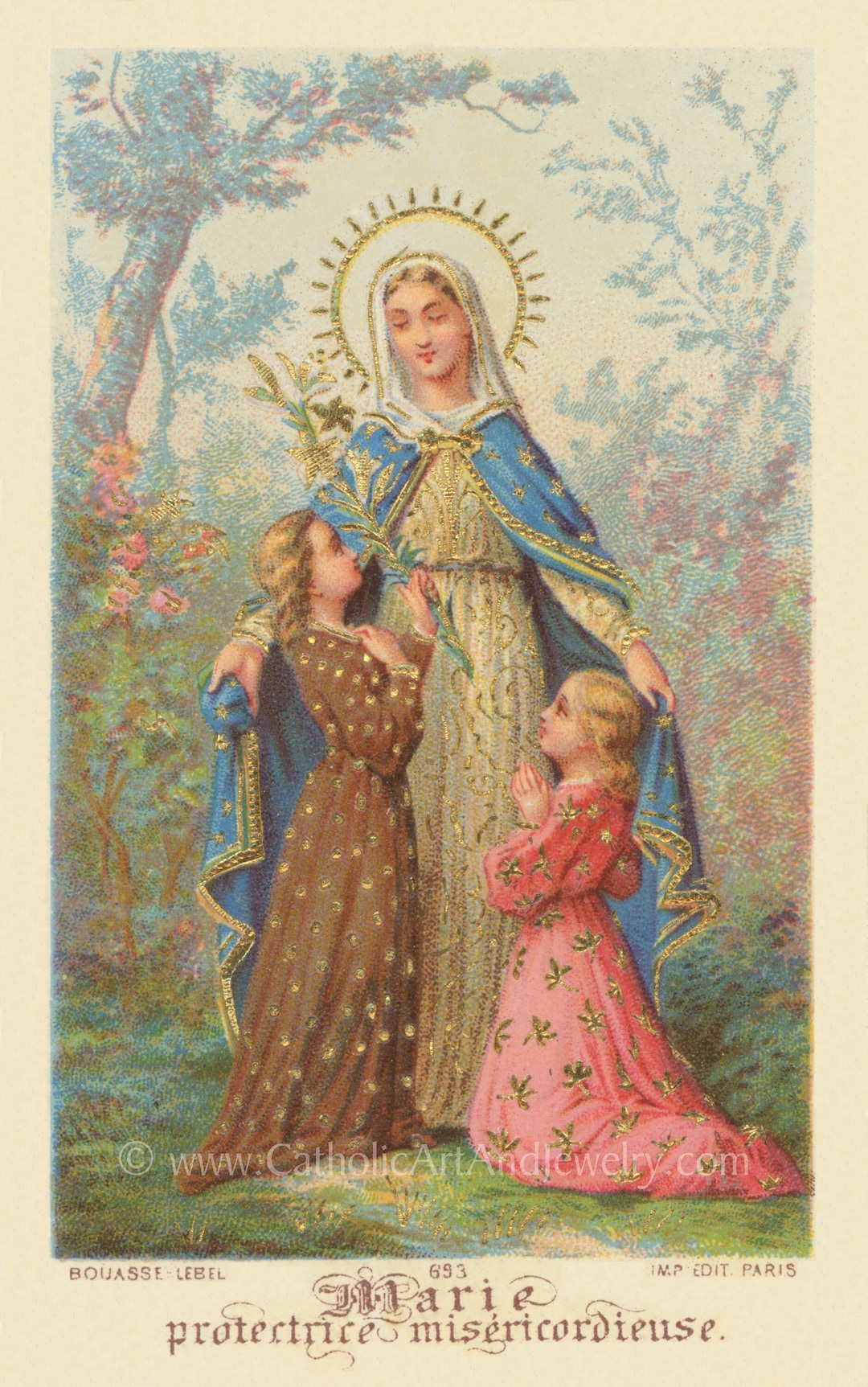 Mary, Merciful Protector – Based on a Vintage French Holy Card – 3 ...
