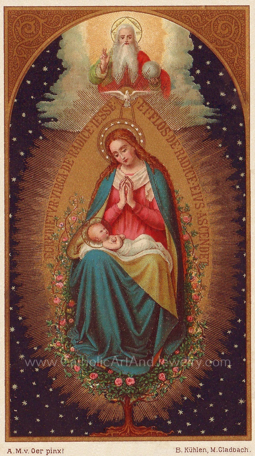 Tree of Jesse With Mary and Jesus – Based on a Vintage Holy Card ...