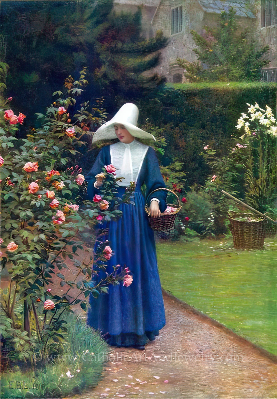 Nun in the Rose Garden – the Roses' Day – Edmund Blair Leighton ...