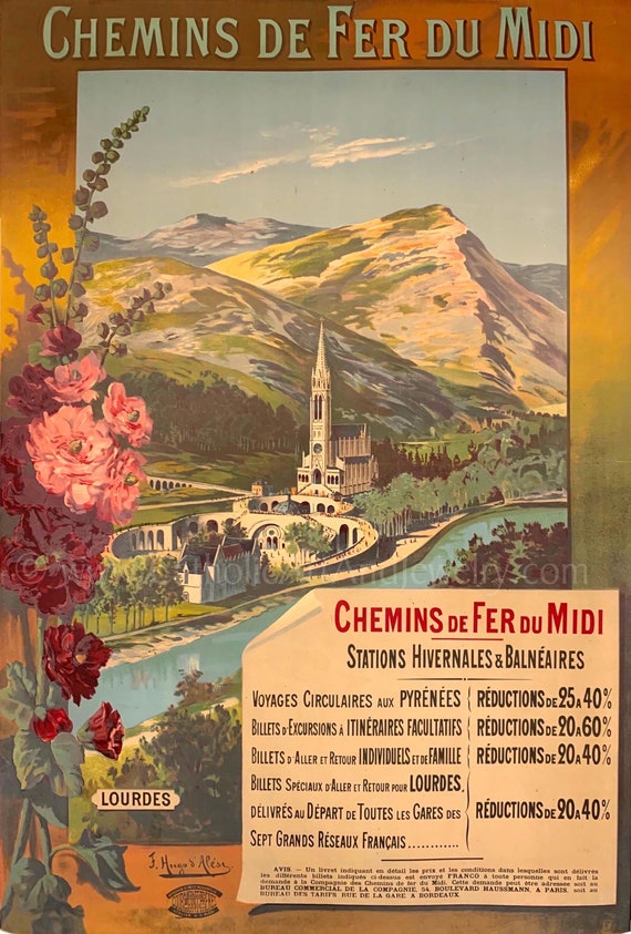 Lourdes Travel Poster Based on a Vintage French Travel - Etsy