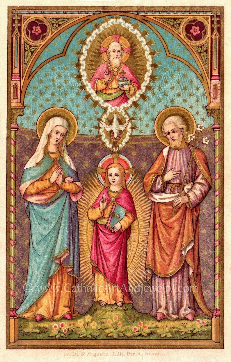 The Holy Family Based on an Vintage Holy Card Catholic Art Print ...