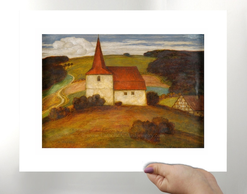 Landscape With Church –by Catholic Artist Matthäus Schiestl – Catholic ...