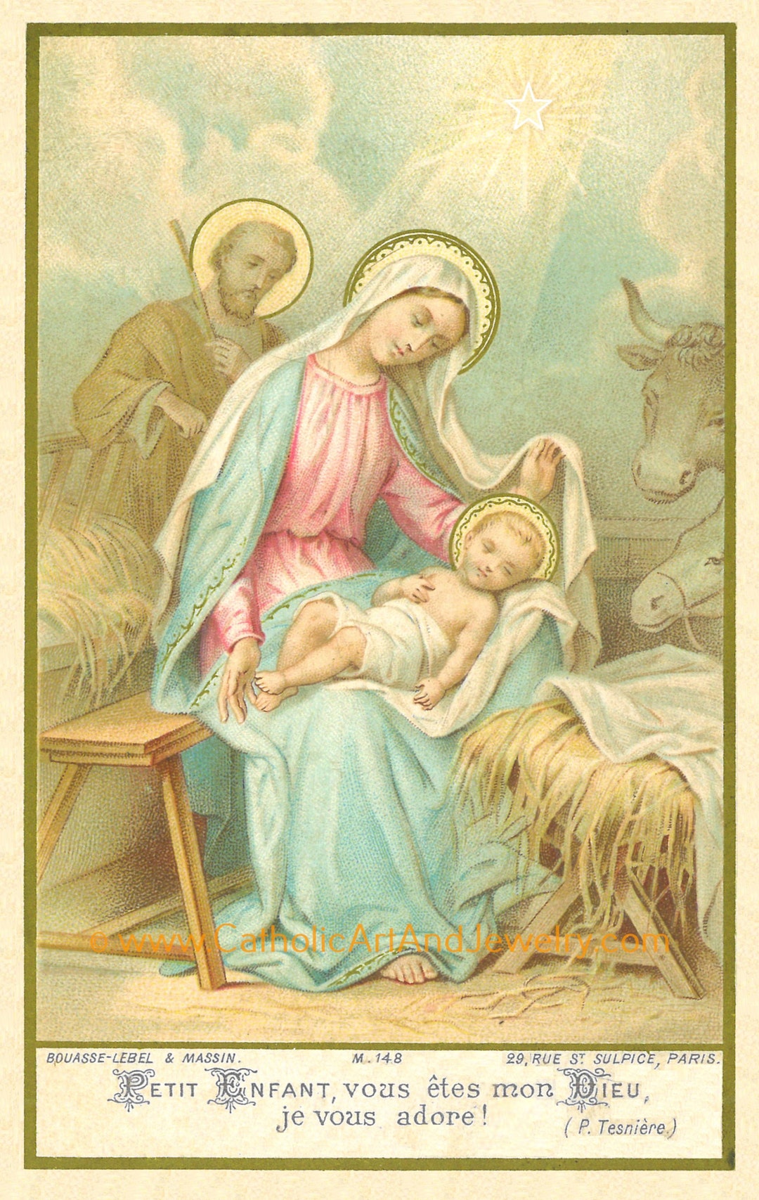 Christmas Nativity – Based on a Vintage French Holy Card – Catholic Art ...