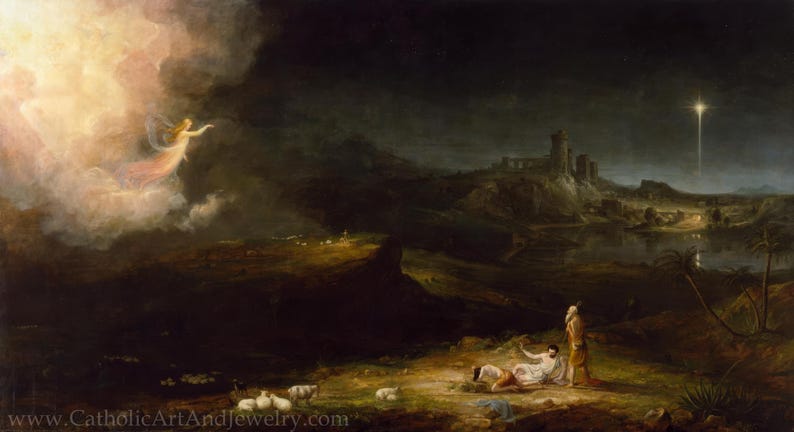 Angel Appearing to the Shepherds – Thomas Cole – Beautiful Christmas ...