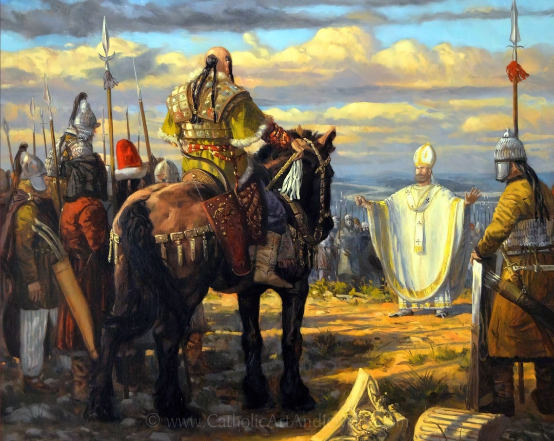 St. Pope Leo the Great Vs. Attila the Hun – 3 Sizes – Catholic Art ...