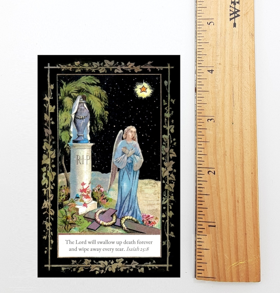 Prayer for the Dead – Memorial Card – Angel at Night– Restored Vintage ...