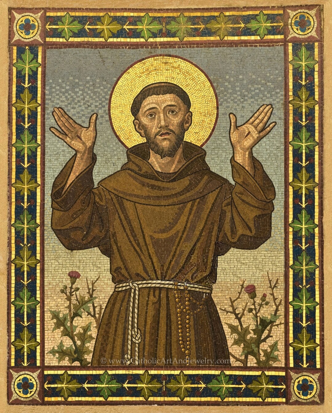St. Francis of Assisi – Mosaic From Franciscan Friary, Bolzano, Italy ...