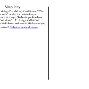 Simplicity Postcard / 4x6 Holy Card – Pack of 3, 10, or 100 – Based on ...
