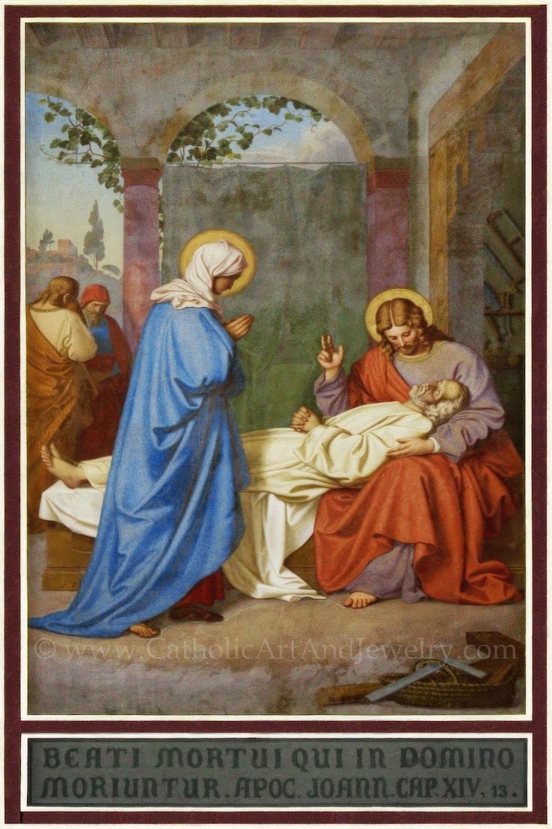 Jesus and Mary at Joseph's Passing by Johann Von Schraudolph ...