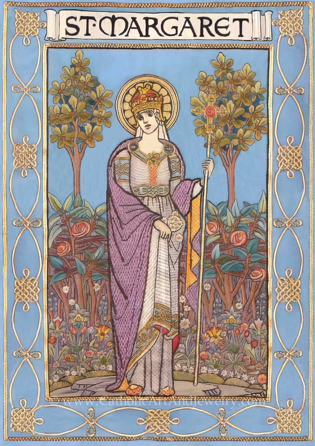 St. Margaret by Ann Macbeth – Paper Print of Silk Embroidery – Catholic ...