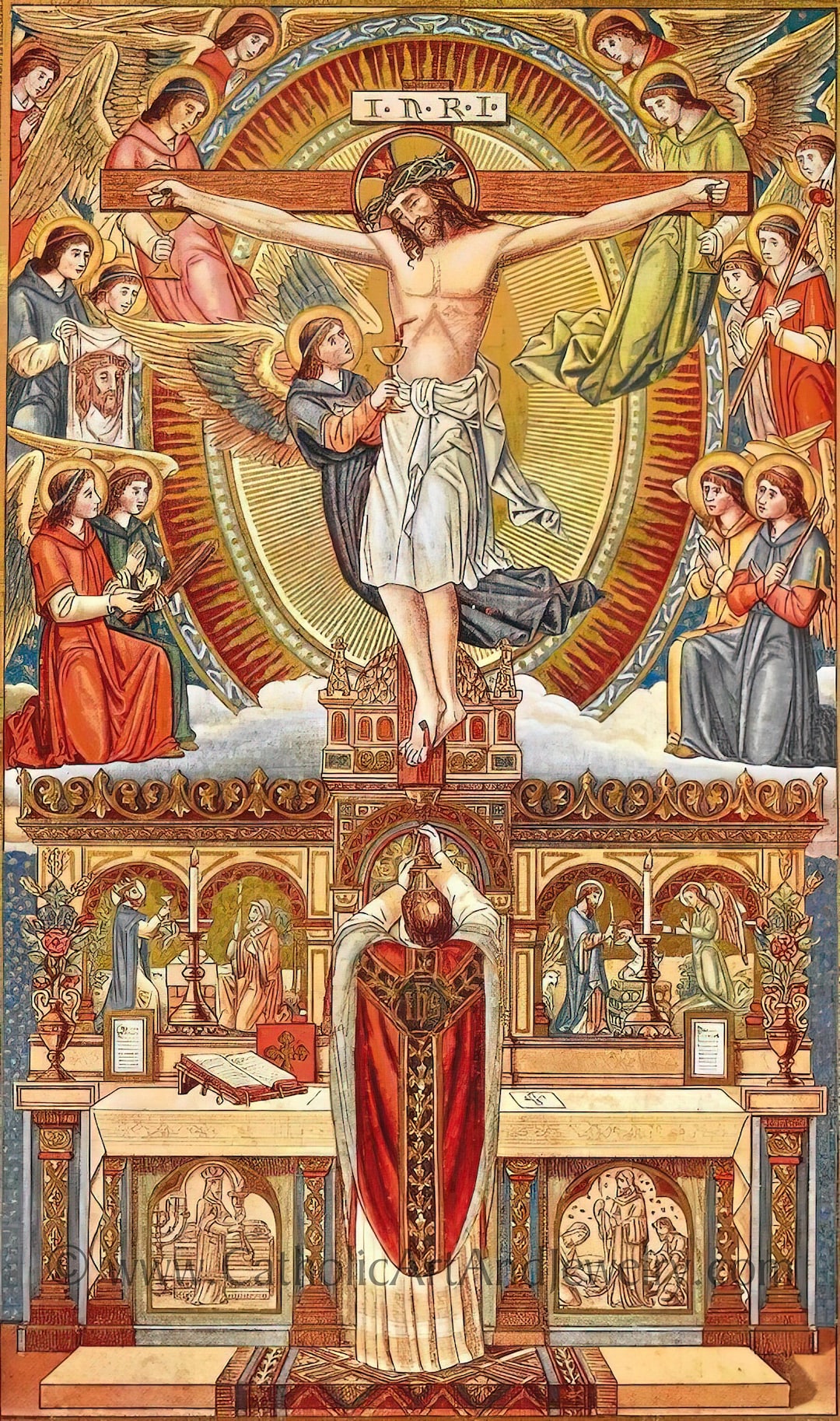 The Holy Mass – Based on a Vintage Holy Card – Catholic Art Print ...