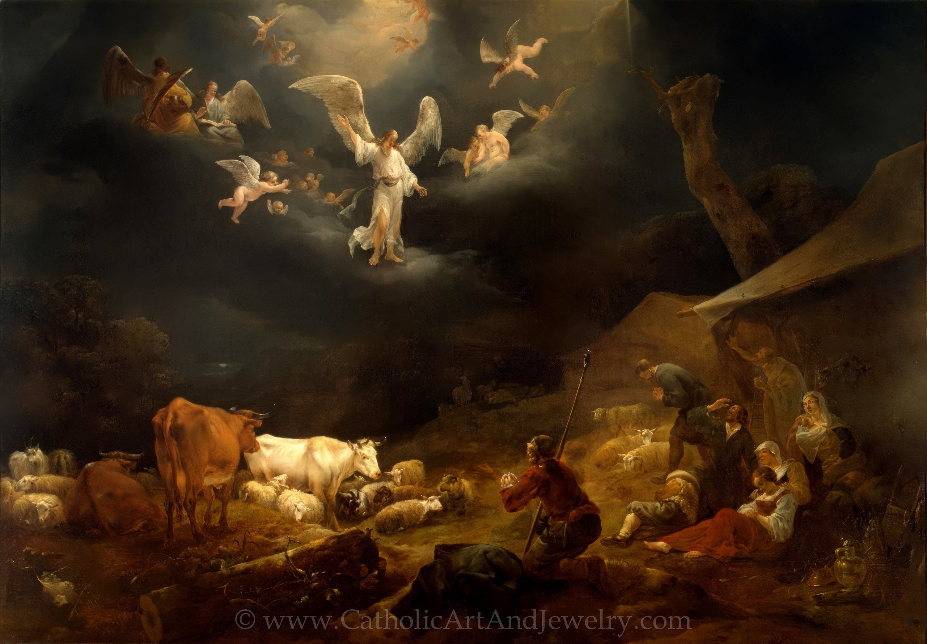 New! Angels Proclaim the Birth of Jesus – Nicolaes Pieterszoon Berchem ...