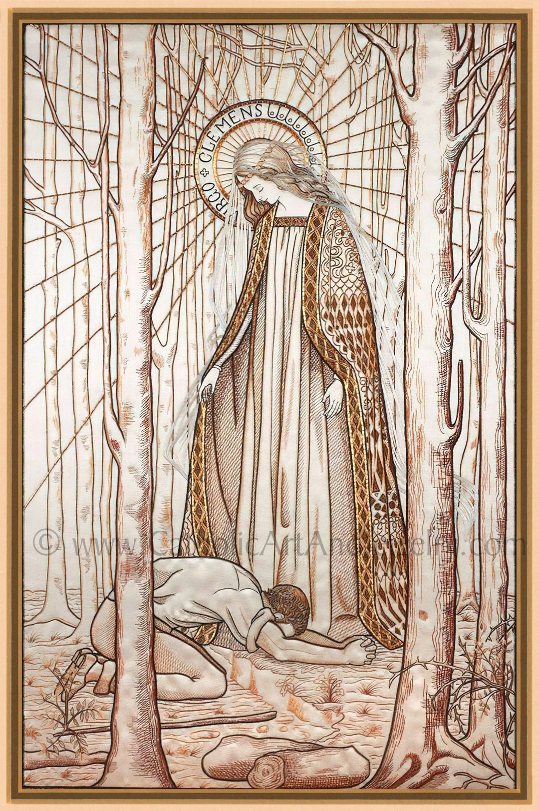 Virgin Most Merciful – Virgo Clemens – Embroidery Print – Vintage ...