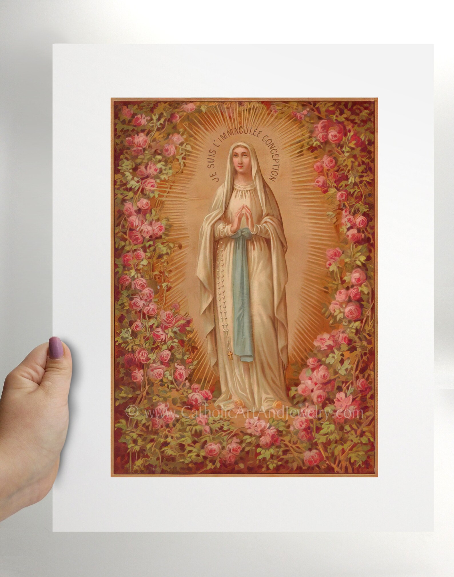 Our Lady of Lourdes Roses – Based on a Vintage French Holy Card ...