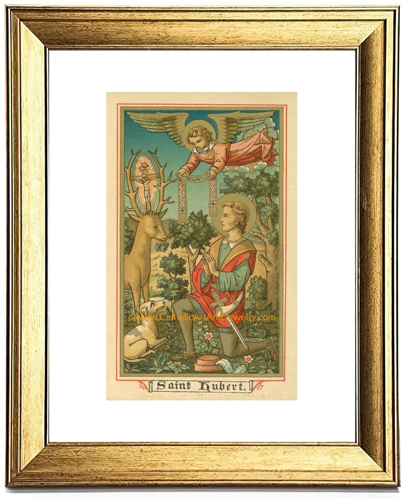 St. Hubert – Patron of Hunters – Based on a Vintage Holy Card ...