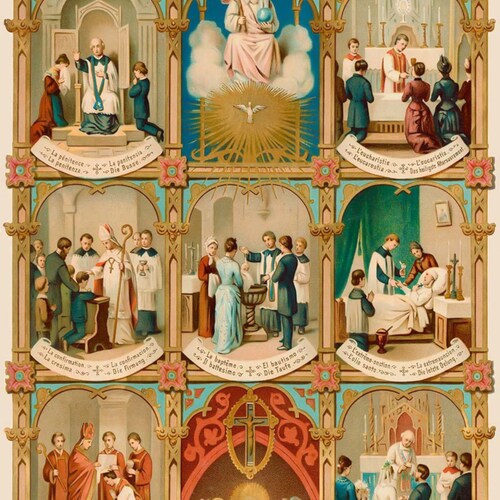 Seven Sacraments Based on a Vintage Holy Card Catholic Art - Etsy Canada