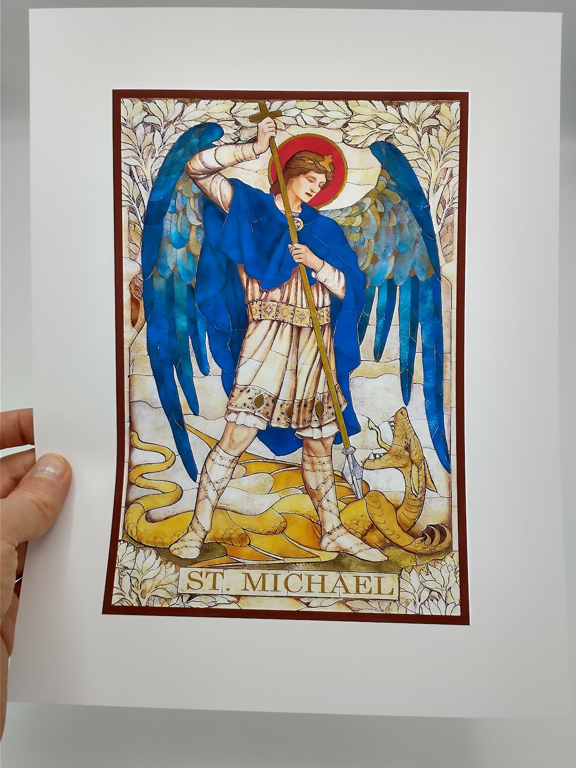 Archangel Michael – Based on a Vintage Stained Glass Window – Art ...