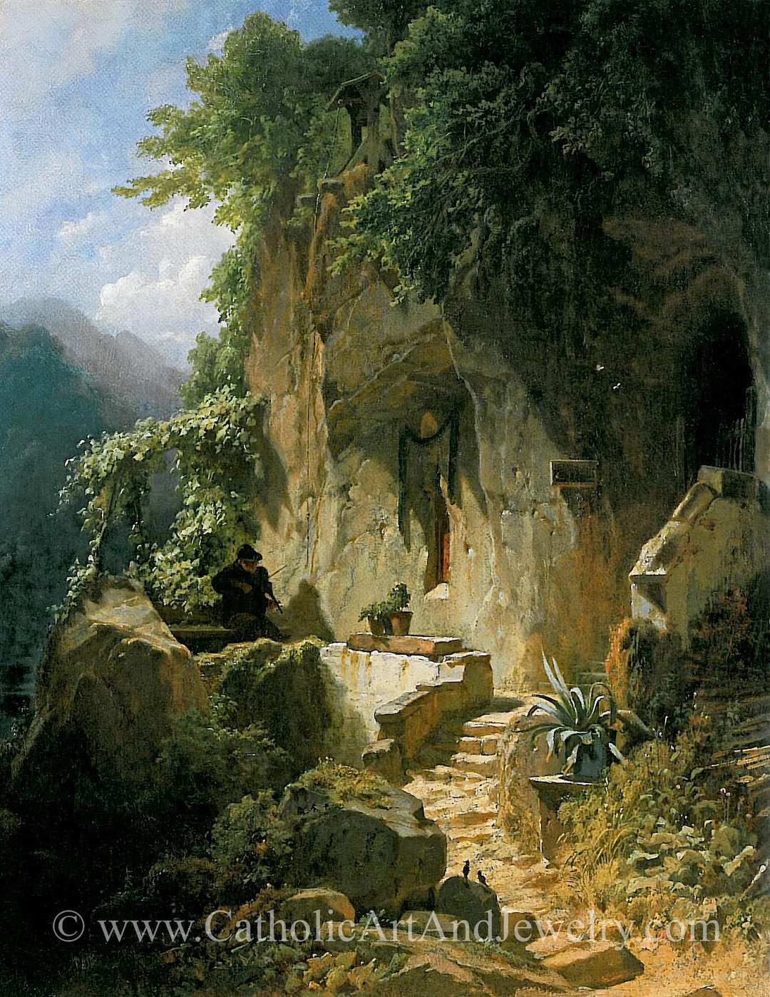 Hermit Making Music in Front of His Rock Hermitage – Carl Spitzweg ...