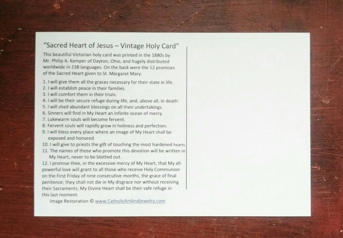 Sacred Heart of Jesus Postcard / 4x6 Holy Card Pack of 3 - Etsy