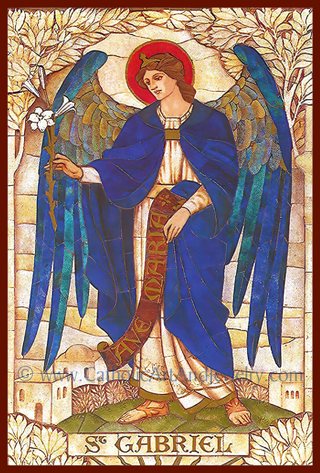 Archangel Gabriel – Based on a Vintage Stained Glass Window – Art ...