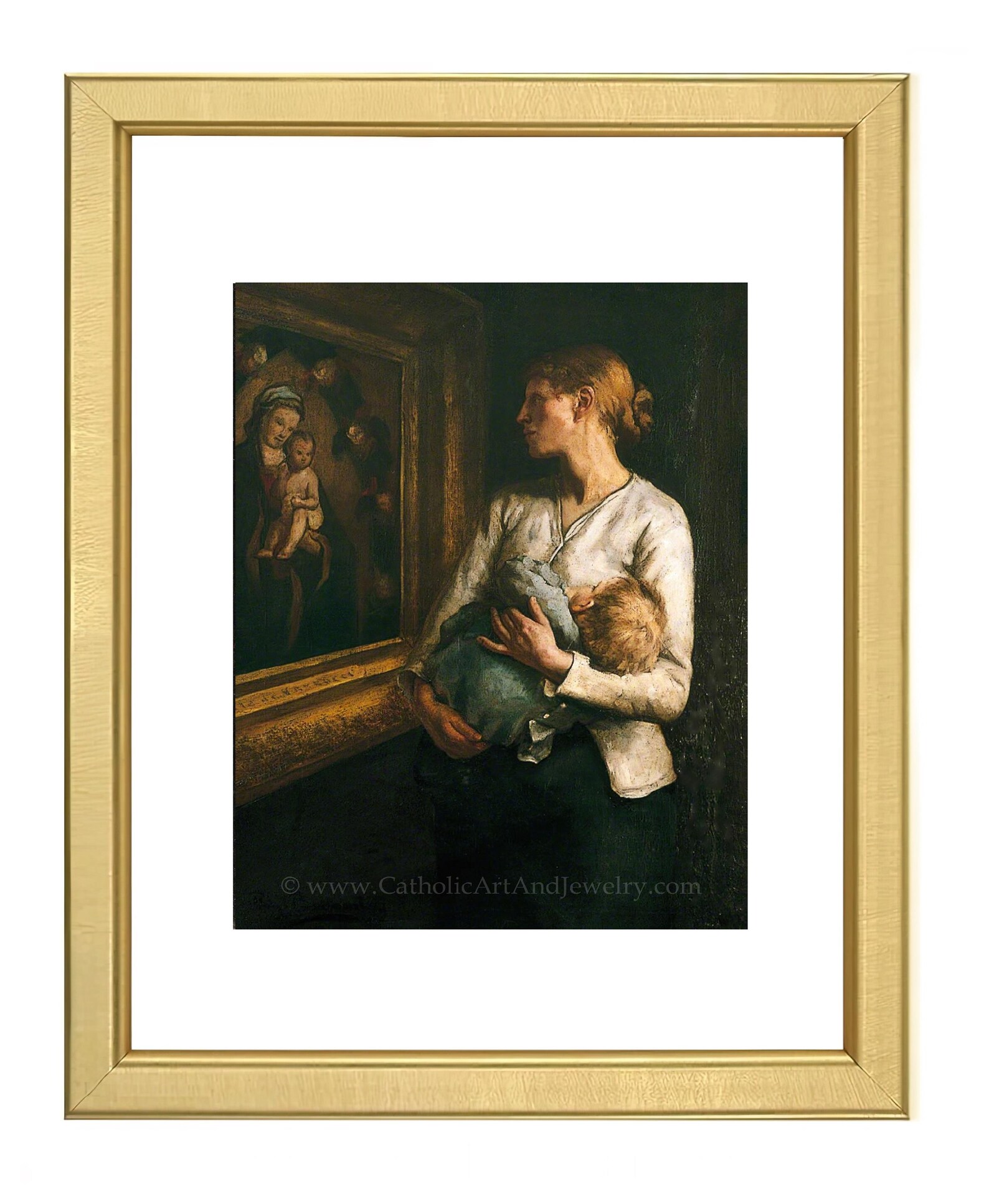 Mother and Child Looking at the Virgin and Child – Gift for Catholic ...