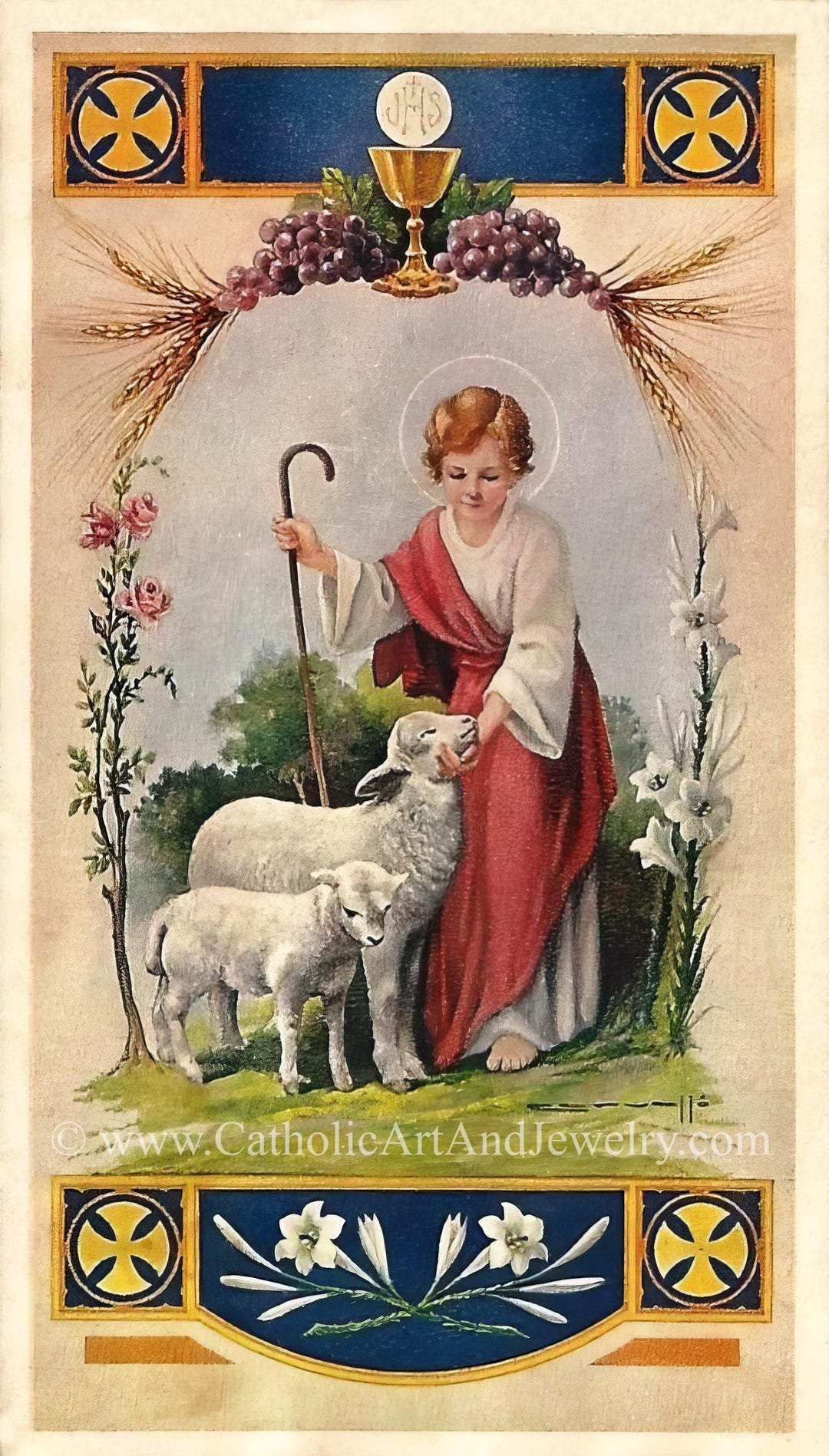 New! the Young Shepherd – Child Jesus – Based on a Vintage Holy Card ...