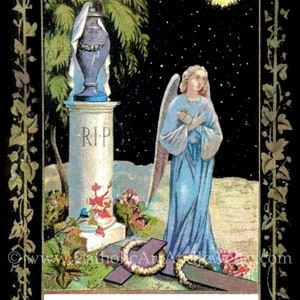 Prayer for the Dead – Memorial Card – Angel at Night– Restored Vintage ...
