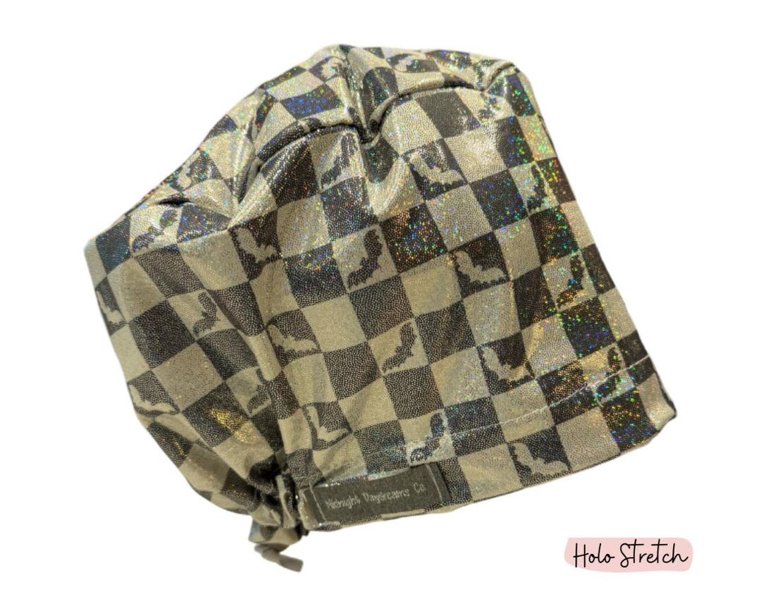 Checkerboard Bats Holographic Shimmer Stretchy Euro Scrub Hat - Etsy