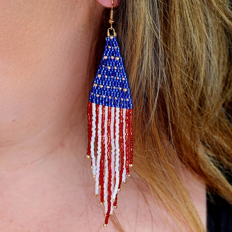 Beaded Flag Earrings - Etsy