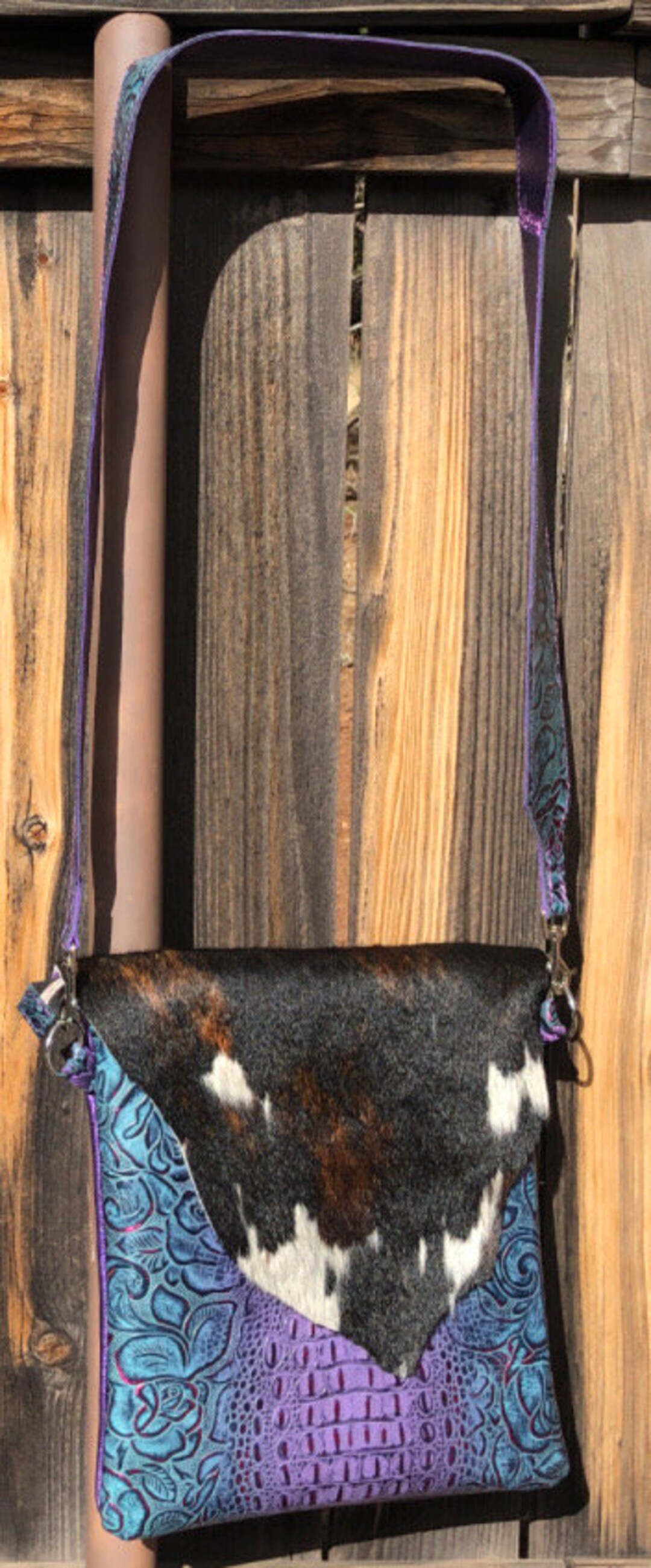 Purple Embossed Gator and Turquoise Embossed Rose With Fuchsia - Etsy