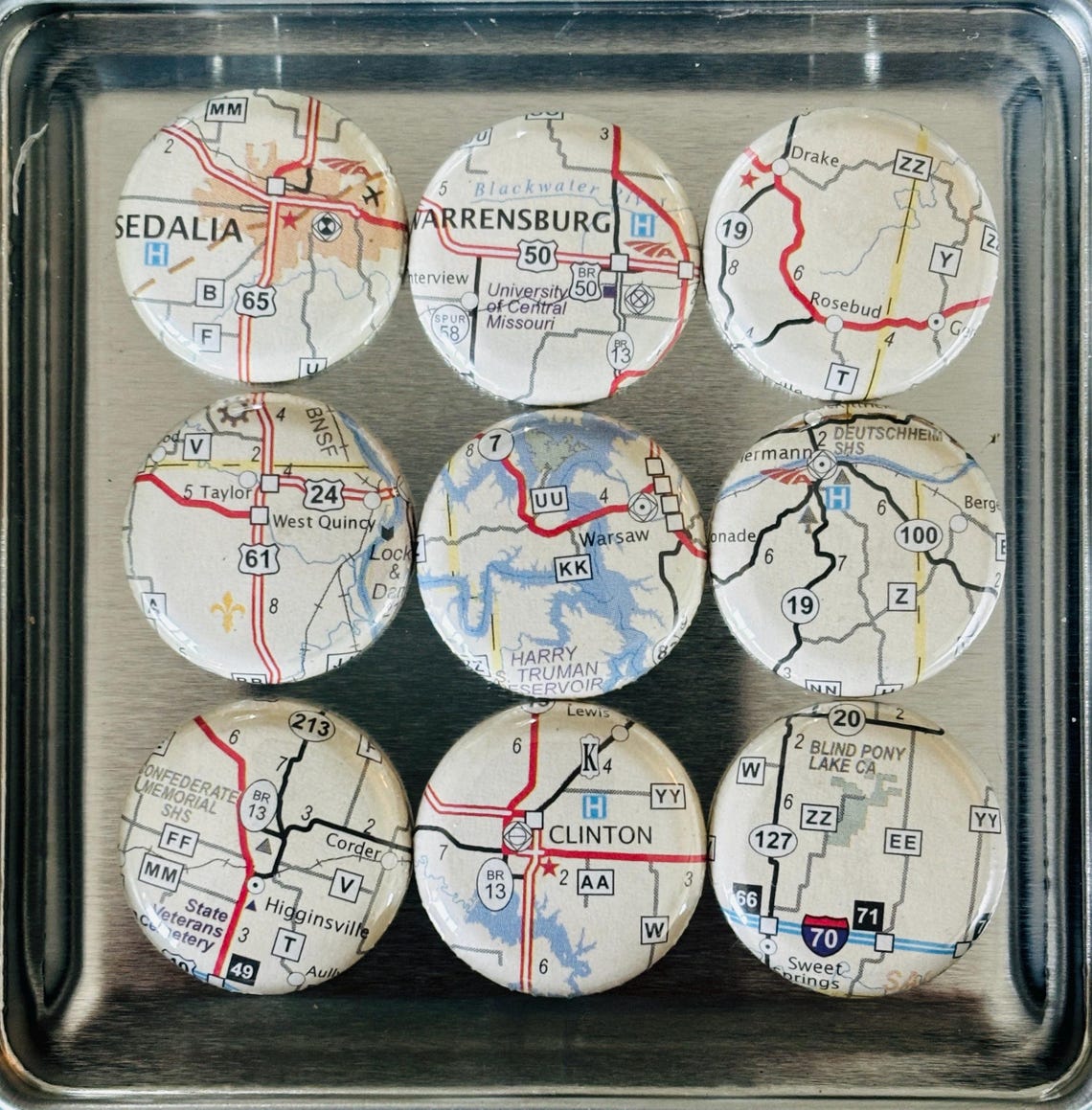 Handmade 1 Round Magnets Featuring Maps, Vintage Papers and Other ...