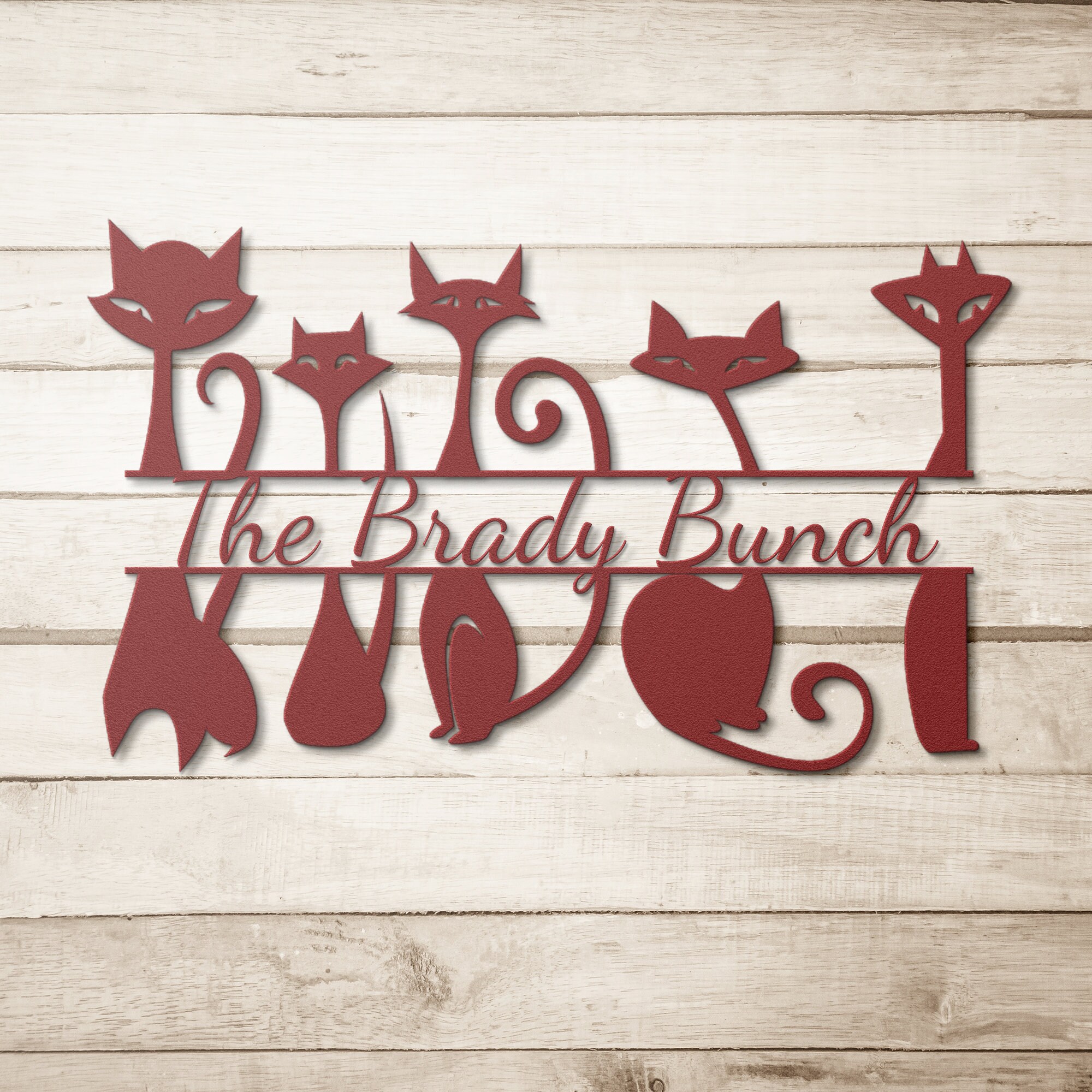 Custom Mid Century Modern Atomic Cats Metal Sign Personalized Split ...