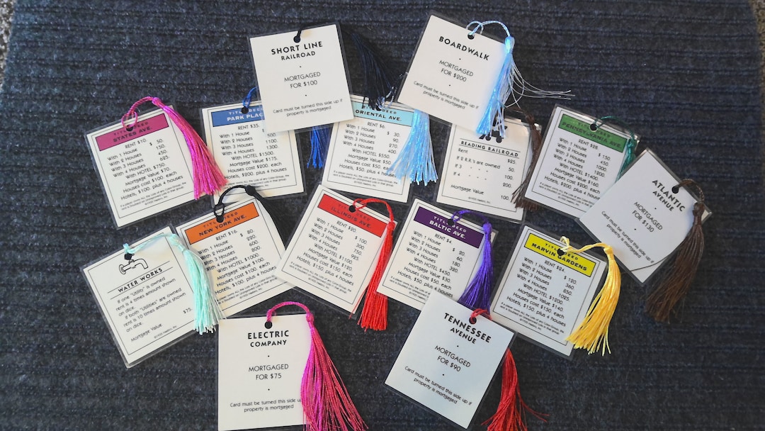 Set of 5 Game Card Bookmark, Book Lover Gift, Monopoly Lover Bookmark ...