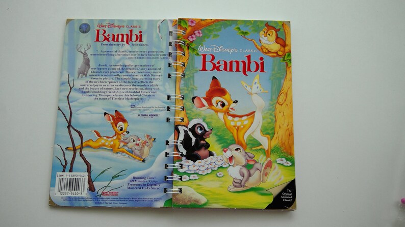 Bambi VHS Cover Notebook Upcylced Vhs Cover Notebook Disney - Etsy