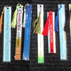 Upcycled Book Spine Bookmark: Tasseled Reader Gift - Etsy