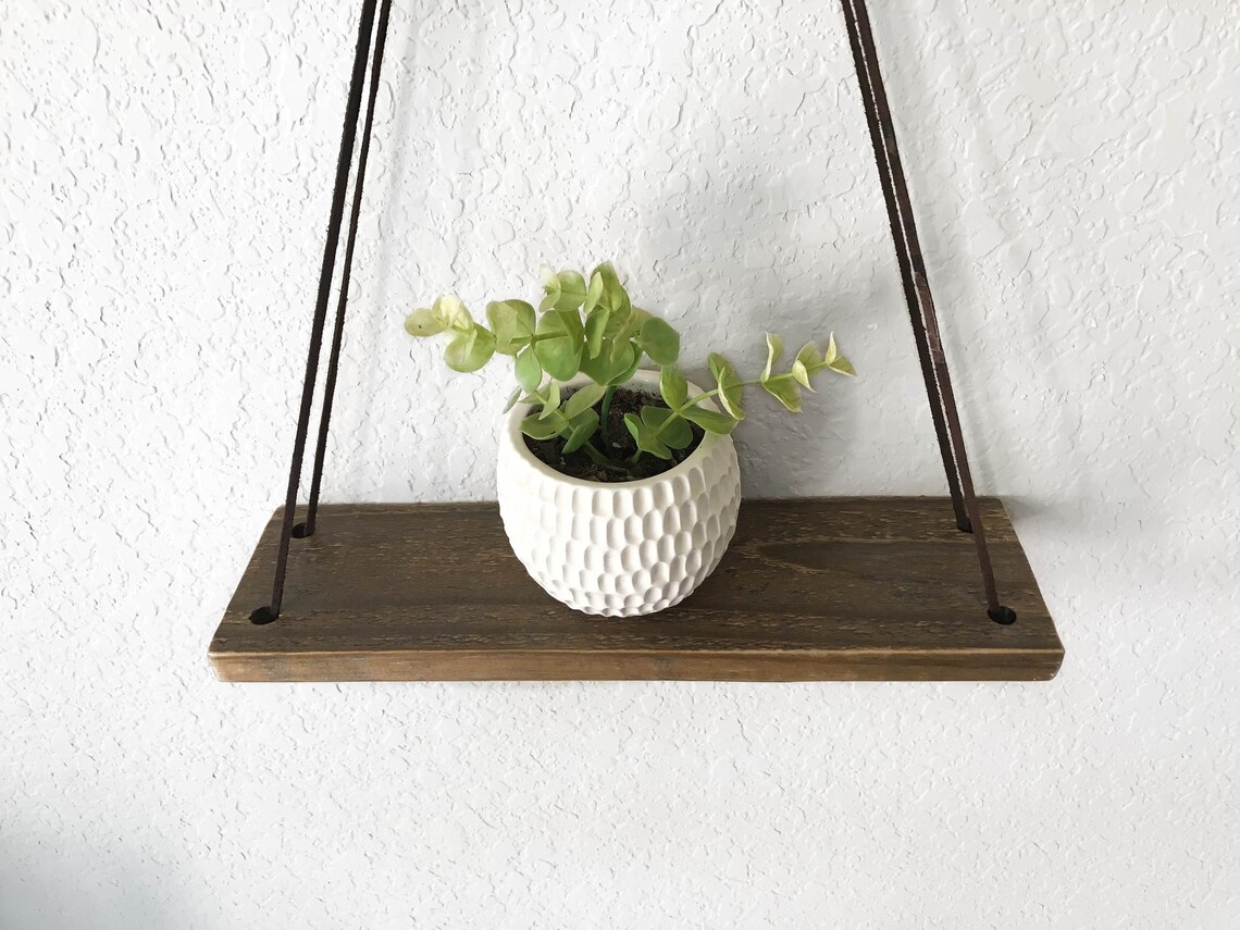 Swing Shelf Reclaimed Wood Shelf Wood and Leather Urban - Etsy