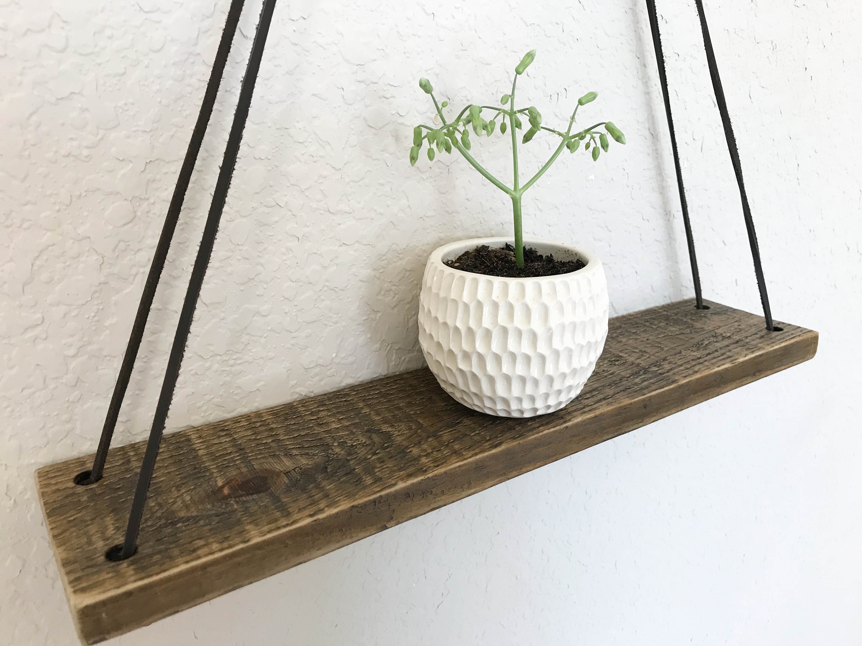 Wood Swing Shelf Leather & Reclaimed Wood Urban Wood Shelf - Etsy