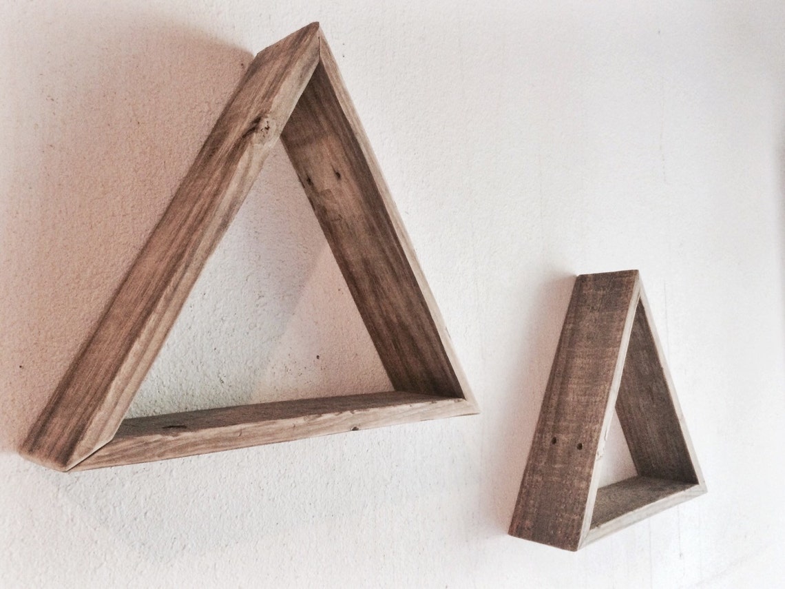 Wood Triangles Wood Shelves Set of Two Reclaimed Wood - Etsy