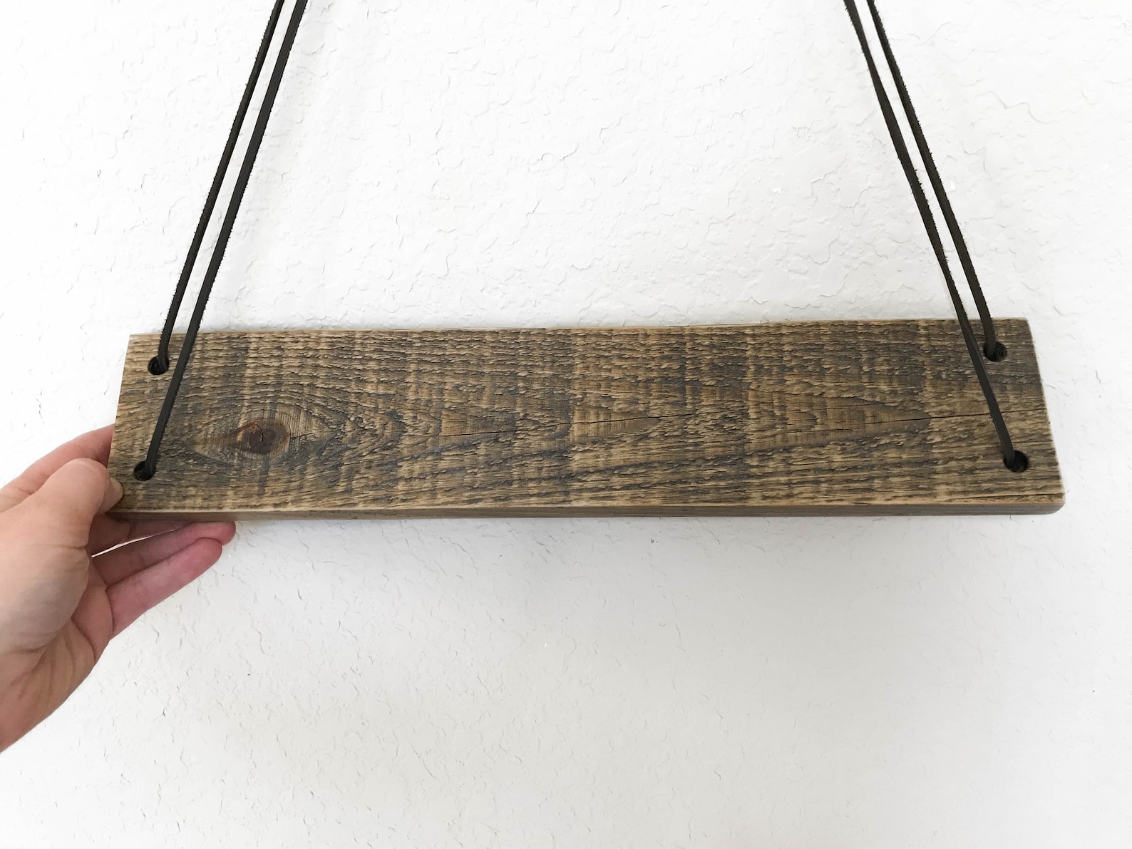 Wood Swing Shelf Leather & Reclaimed Wood Urban Wood Shelf - Etsy