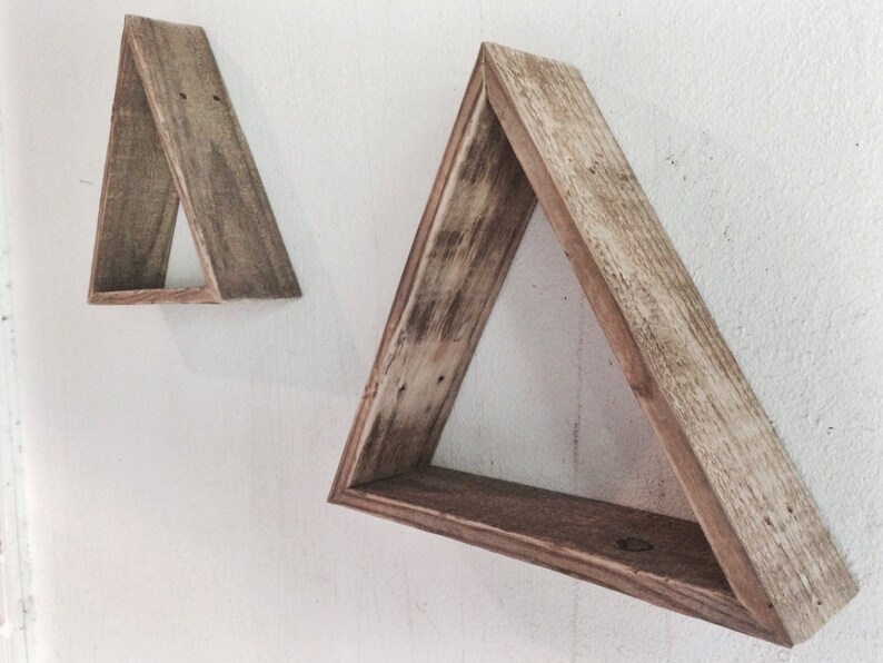 Wood Triangles Wood Shelves Set of Two Reclaimed Wood - Etsy