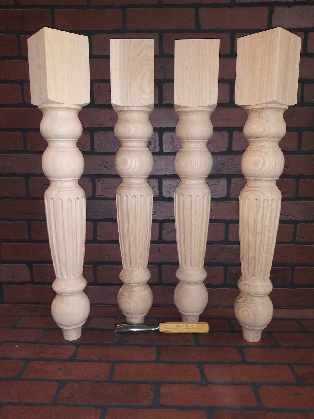 4 X 29" Red Oak Fluted Table Legs, Sofa Table, Kitchen Table Legs ...